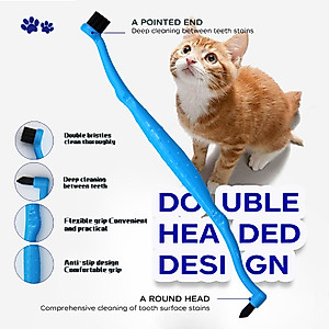 PenVinoo Dual Sided cat Toothbrush, Finger Toothbrush with Micro Head for Small to Large Dogs & Cats (Black, Small Round)