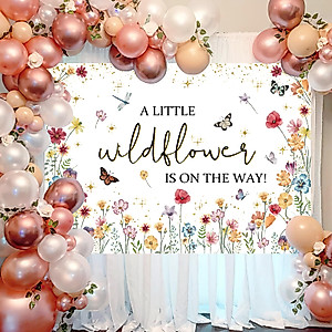 Avezano Wildflower Baby Shower Decorations A Little Wildflower is On The Way Baby Shower Backdrop She is a Wildflower Theme Baby Girls' Baby Shower Photoshoot Background Banner (7x5ft(84x60in))