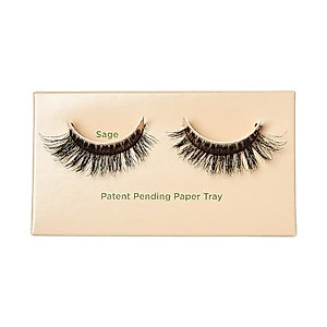 KISS Sister Nature False Eyelashes, Sage', 12 mm, 100% Natural Hair, Recyclable Paper Box, Printed with Soy Ink, Cruelty Free, Vegan, Includes 1 Pair of Reusable Strip Lashes