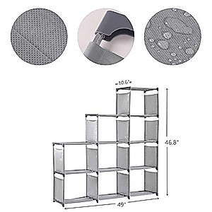 YCOCO 9 Cubes Bookshelf Office Storage Shelf Plastic Storage Cabinet,Multifunctional Non Woven Storage Rack,Grey