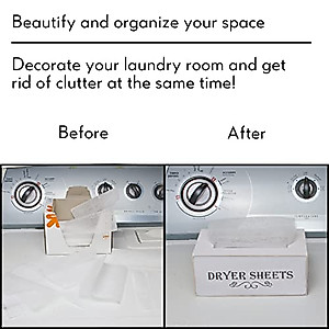 Jobelle Dryer Sheet Holder Magnetic Rustic Farmhouse Dryer Sheet Dispenser for Laundry Room Organization Storage and Decor Wooden Dryer Sheet Holder Container Box for Fabric Softener Sheets With Two Wool Dryer Balls