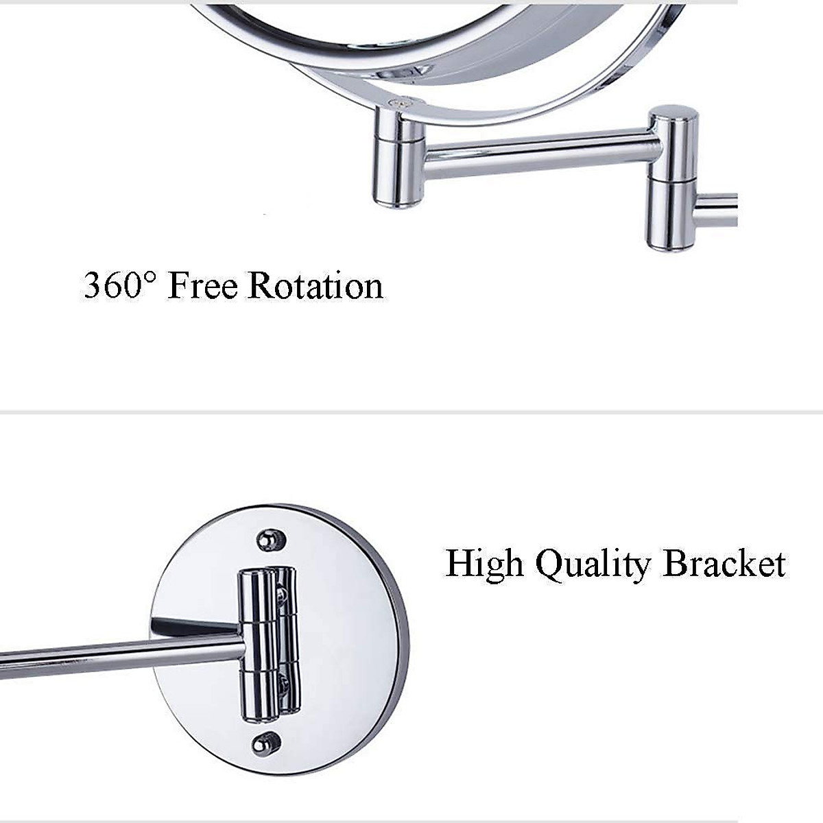 SUuim Bathroom Mirrors Wall Mounted Makeup with LED Lights Double Side Extending Folding Round 6 Inch 5X Magnification