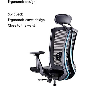 KXDTZ Office Chair, Breathable Mesh Computer Chair with Ergonomic Adjustable Lumbar Support, Black Swivel Desk Chair with Adjustable Armrest and Headrest (Color : E)