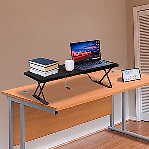 Manual Adjustable Height Computer Tabletop, Crank Lift, 47x24x15 (LxWxH) (Black)