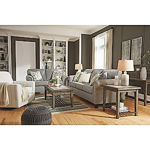 Signature Design by Ashley Alandari Traditional Loveseat with 2 Accent Pillows, Gray