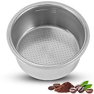 51mm 2 Cups Coffee Filter Basket, Reusable Stainless Steel Coffee Portafilter Basket Accessories for High Pressure Coffee Machine