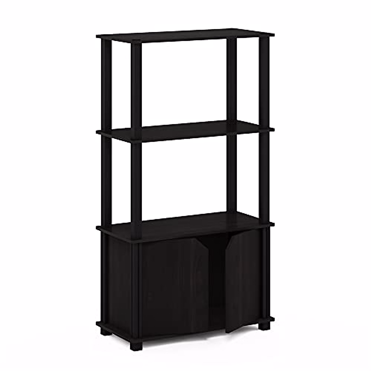Furinno Brahms 4-Tier Multipurpose Bookcase/Bookshelf/Display Shelf/Display Rack with Door, Espresso/Black