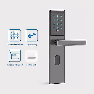 RFID Card Apartment Anti-Theft Swiping Ppassword Induction Electronic Lock+Card (Left Pull, Silver+APP)