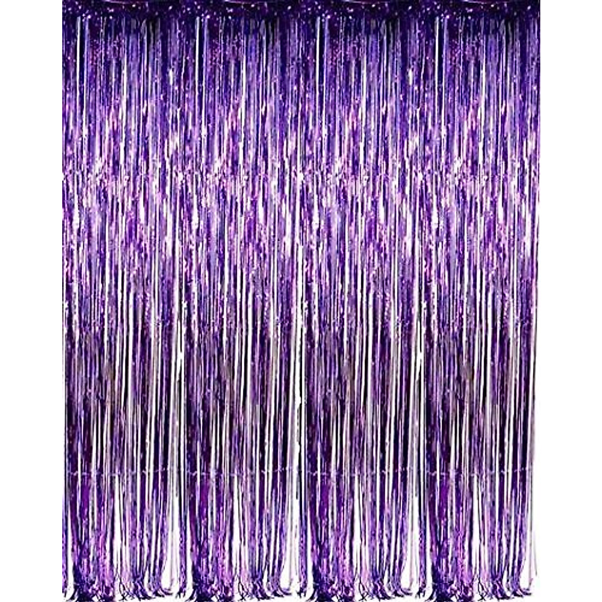 zhcoy Set of 2 Purple Foil Fringe Door & Window Curtain Party Decoration 3' X 8' (36" X 96") Value Pack of 2