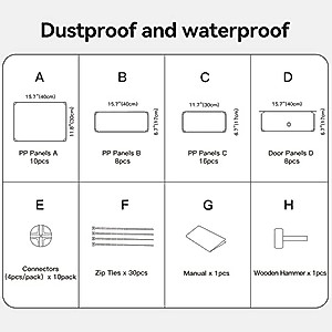 UNZIPE Shoe Rack Cabinet, 8-Tier Shoe Storage Organizer for Entryway, 16 Pairs Plastic Shoe Shelves with Door DIY Freestanding Shoes Tower with Covered for Closet Bedroom Hallway Garage, Dark Grey
