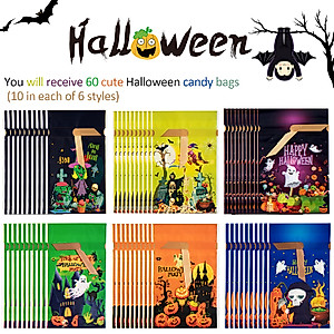 Halloween Treat Bags Halloween Goodie Bags for kids 60pcs Halloween Candy Bags for Trick or Treat Bags Bulk with Drawstring for Candy Goodie