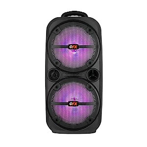 QFX PBX-8008SM TWS Bluetooth 8” Woofers Rechargeable Portable Speakers with AC Adapter and Microphone,Black