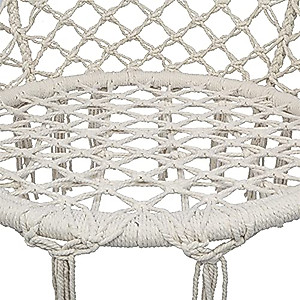 Hammock Chair Hanging Rope Swing, Hammock Net Air/Sky Chair Deluxe Cotton Rope Sling w/ Tassel for Bedroom, Beach, Yard, Patio, Porch, Garden, Indoor/ Outdoor Space (Beige)