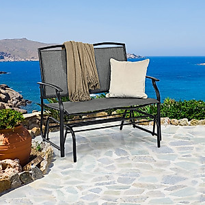 Giantex Patio Glider Benches for Outside, Swing Glider Chair with Steel Frame, 400 LBS Capacity, Patio Swing Rocker, 2-Person Loveseat for Backyard, Poolside, Lawn, Balcony, Porch Glider Bench(Gray)