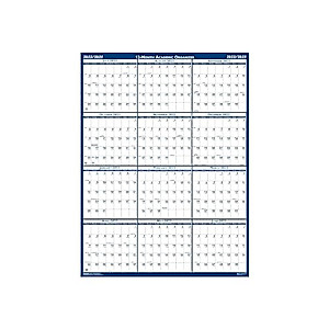2023-2024 House of Doolittle 37-inch x 24-inch Academic Yearly Wet-Erase Wall Calendar, Reversible, Blue (395-24)