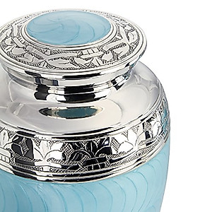 Trupoint Memorials Cremation Urns for Human Ashes - Decorative Urns, Urns for Human Ashes Female & Male, Urns for Ashes Adult Female, Funeral Urns - Large, Up to 200 Lbs, Light Blue