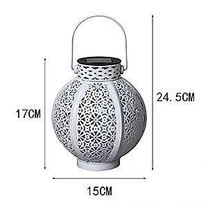 Outdoor Solar Lamp Retro Hollow Lantern Light Waterproof Iron Lantern LED Light for Home Garden Courtyard Landscape Walkway