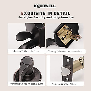 KNOBWELL Front Door Handle, Single Cylinder Front Exterior Door Entry Handle with Door Lever, Entry Door Lock Handle Set, Reversible for Left & Right Hand Door, Oil Rubbed Bronze