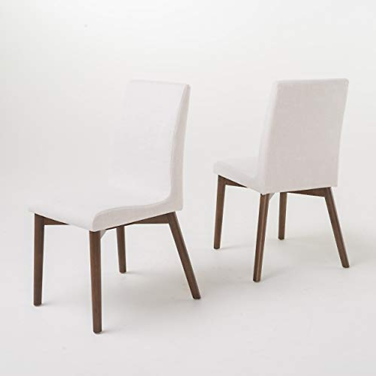 Christopher Knight Home Orrin Curved Leg Rectangular Dining Set, 5-Pcs Set, Natural Walnut / Light Beige