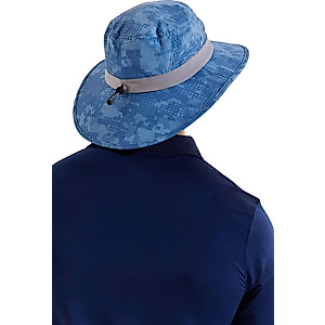 Coolibar UPF 50+ Men's Women's Fore Golf Hat - Sun Protective (Medium/Large- Blue Digital Camo)