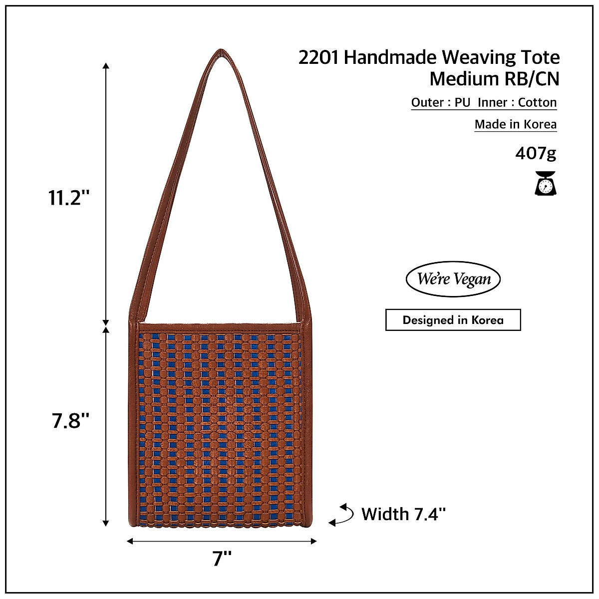 KWANI 2201 Handmade Weaving Tote Shoulder Bags for Women and Ladies (Royal Blue)