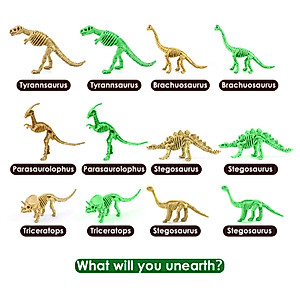 DOTSOG Easter Eggs Gifts for Kids,Dino Fossil Dig Kit,12 Pack Dinosaur Toys for Kids Open Unique Large Surprise Dinosaur Filled Fossil Archaeology Preschool Educational Science for Children & Adult