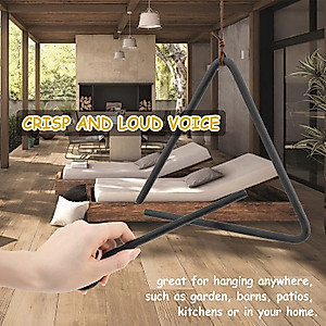 Cast Iron Triangle Dinner Bell Chuckwagon Wall Mounted Primitive Hand Made Metal Bell Cowboy Western Wagon Decor Suitable for Outdoor Farm Garden Kitchen (Hand Forged Dinner Bell + Hanger + Striker)