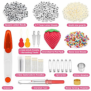 PAXCOO 985Pcs String Bracelet Making Kit, Friendship Bracelet String Kit with 110 Skeins Embroidery Floss Cross Stitch Thread, 830 Beads for Friendship Bracelet Making, 45Pcs Embroidery Tools