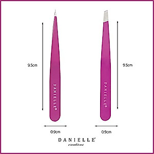 Danielle Creations Soft Touch Slant and Point Stainless Steel Tweezers, Pink