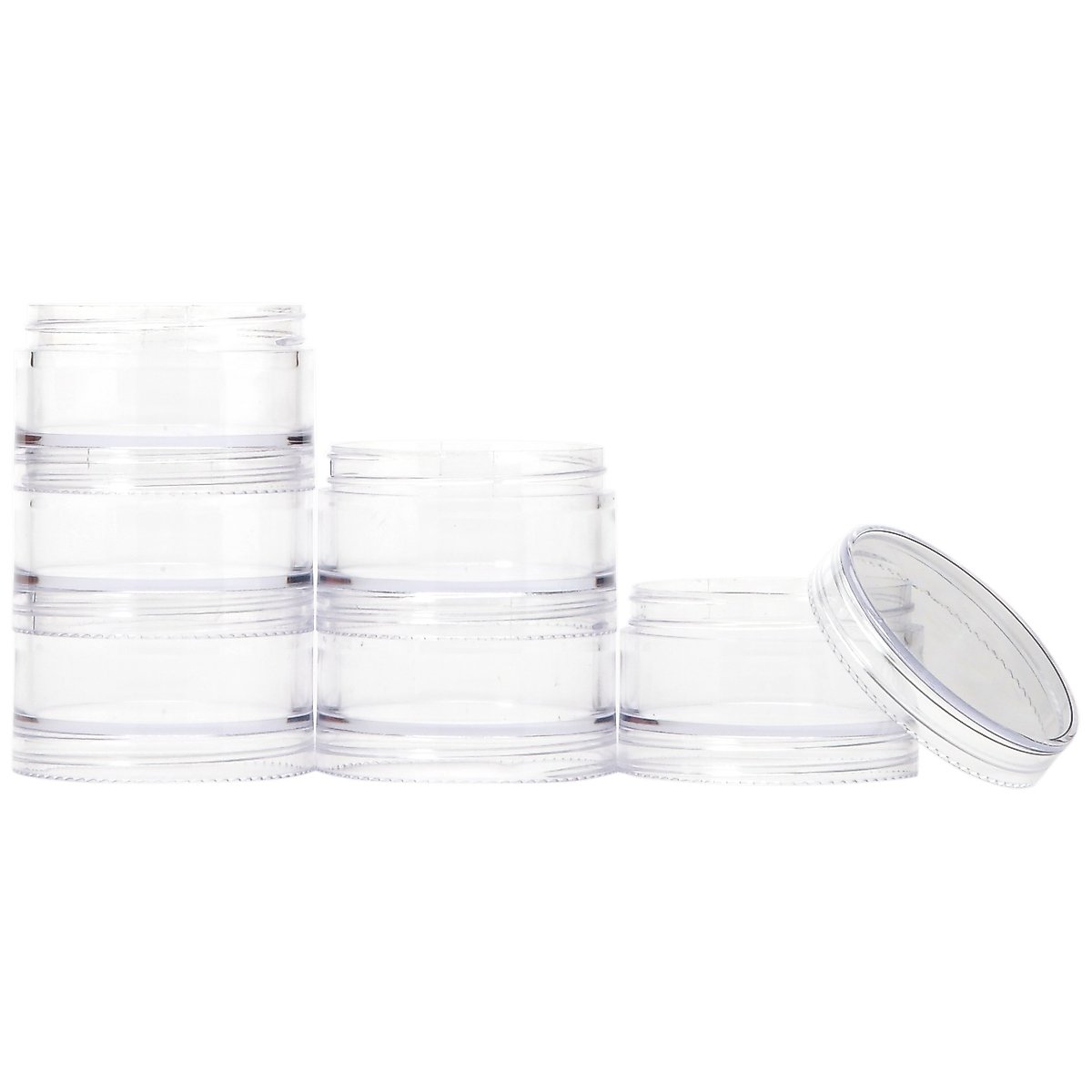 Paylak CTNB110 Storage Box with 6 Stackable Clear Round Containers for Crafts and Small Items