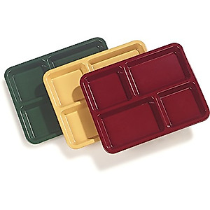 Carlisle FoodService Products Right Hand 4-Compartment Cafeteria / Fast Food Tray, 8.5" x 11", Forest Green