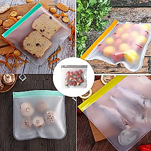 12Pcs Reusable Freezer Bags Food Storage Bags WLRGOOD Flat Silicone Bags Leakproof BPA Free Freezer Gallon/Lunch/Sandwich/Snack Food Storage Containers for Meat Fruit Veggies Travel Home Storagation