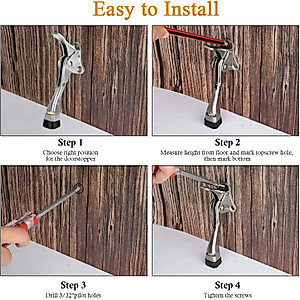 Gotega Door Stopper, 1/2/4 Packs Kickdown Door Stop with One Touch Adjustable Height and Rubber Tip, Door Stops (4 inch x 2 Pack, Chrome)