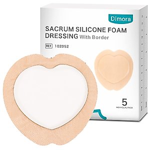 Dimora Wound Dressing Sacrum Foam Bandages Silicone Adhesive Border 7"x7" Waterproof Sacral Pads Absorbent Breathable Bed Sore Pressure Dressing
