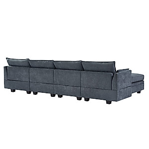 Lifeand Modern Large U-Shape Modular Sectional, Convertible Sofa Bed with Reversible Chaise for Living Room, Storage Seat, Gray