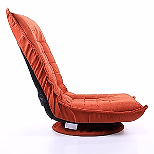 Orange Folding Floor Gaming Chair for Adults 360 Degree Swivel Video Game Chair Sofa with Back Support