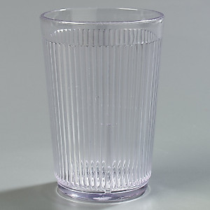 Carlisle FoodService Products Crystalon Stack-All Stackable Tumbler Plastic Tumbler with Ribbed Texture for Restaurants, Catering, Kitchens, Plastic, 8.4 Ounces, Clear