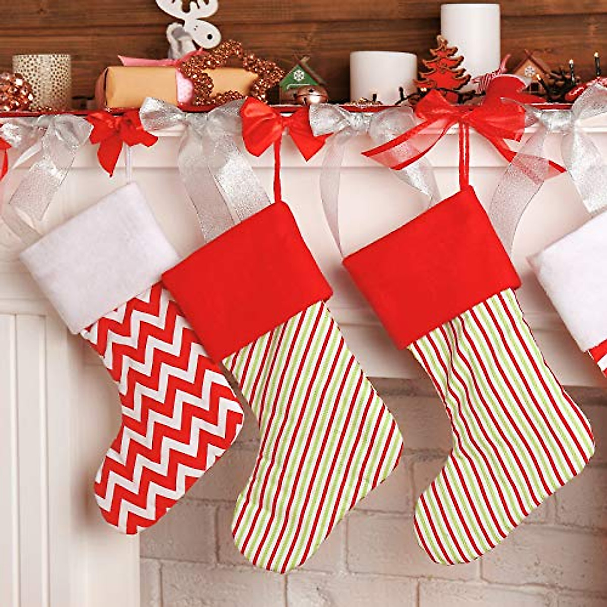 40 Pieces Christmas Fabric Quilting Fabric Squares Fat Quarters Precut Sewing Fabric Patchwork Christmas Tree Snowflake Printed Fabric Scraps for Dress Apron Crafts, 10 x 10 Inch/ 25 x 25 cm