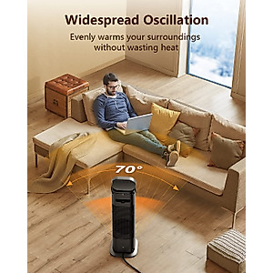 24" Space Heater, Acouto 1500W Portable Electric Heaters Indoor Use, Oscillating Ceramic Heater with Overheat & Tip-over Protection, ECO Mode, 12H Timer for Living Room, Bedroom, Office, Garage