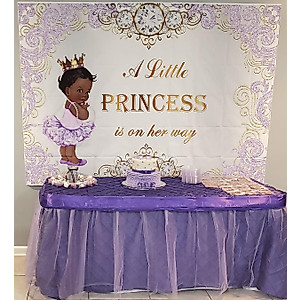 Mehofoto Purple Princess Baby Shower Backdrop Royal Silver Purple Photography Background 7x5ft Vinyl Royal Princess Baby Shower Party Banner Decoration