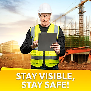 PeerBasics Safety Vest 10 Pack, Yellow, ANSI Class 2, Reflective, For Men Women Unisex, With Pockets Zipper, Breathable Mesh (Large)