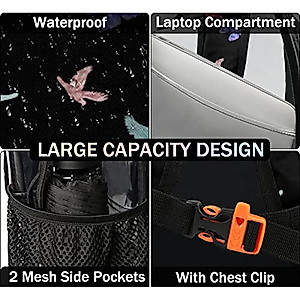 cfpolar Butterfly and Birds Clear Backpack Heavy Duty Transparent Bookbag for Women Men See Through PVC Backpack for Security, Work, Sports, Stadium