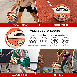 2.2LBS Weighted Heavy Basketball Size 6 Training Basketball 28.5" Training Equipment Moisture Absorbing Leather In&Outdoor for Womens Youth Improving Basketball Passing Skill (Deflated,Without Pump)