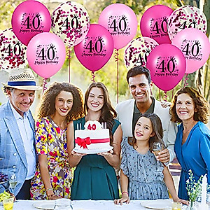Pink 40th Birthday Balloons 18Pcs Pink Hot Pink Happy 40th Birthday Latex Balloons Hot Pink 40th Birthday Party Decorations for Women Men 40th Birthday Anniversary Party Supplies 12 inch