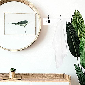 Coat Rack Wall Mount(2 Pack), Rustic Coat Hanger with 3 Hooks (15.6"L), Sturdy Hat Rack for Wall Hanging Coat Hat Key Mask Sunglasses Towel Cup, for Entryway Closet Bathroom Kitchen, White