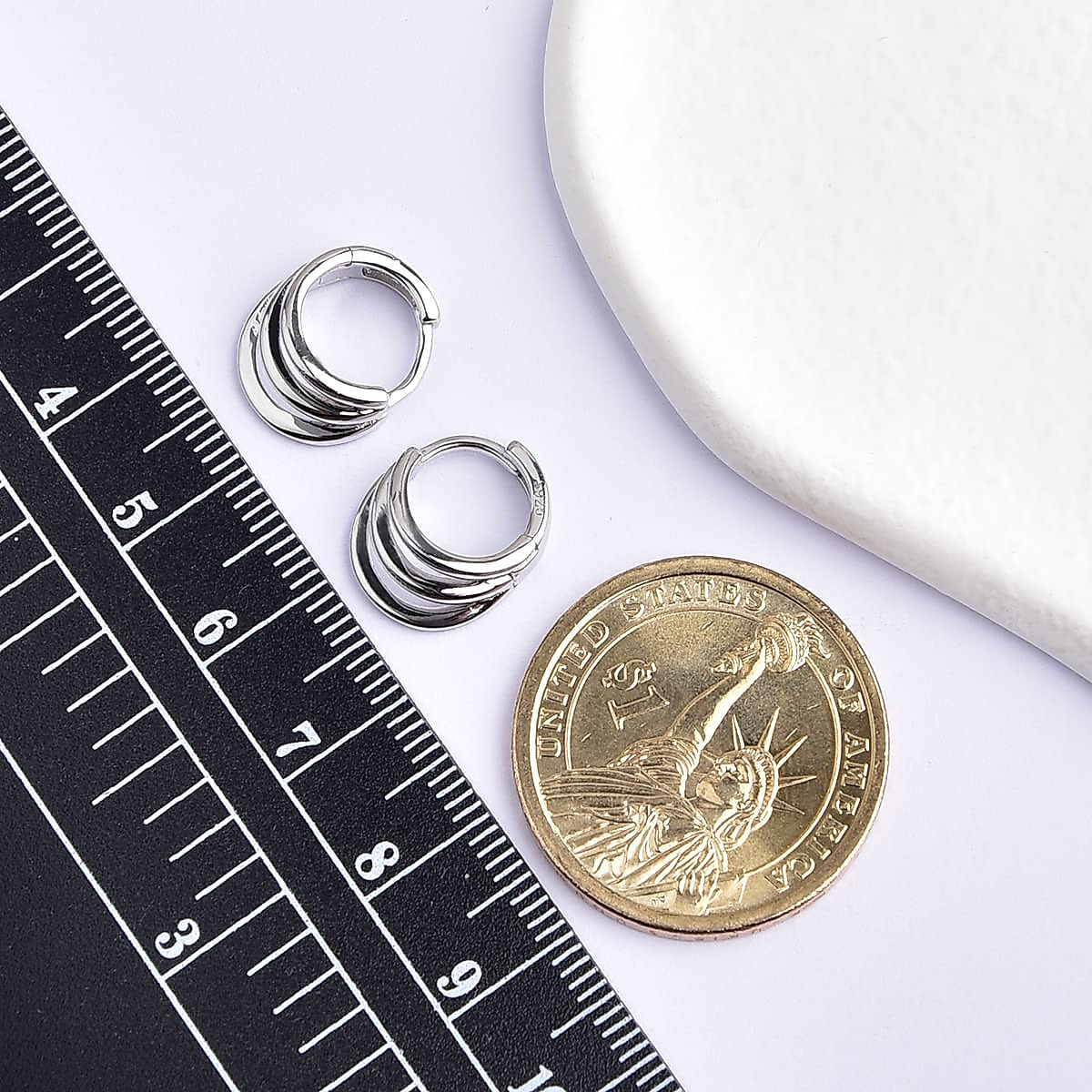 925 Sterling Silver Small Hugging Hoop earrings Triple Circle Hoop Earrings for Women Tiny 8mm Mini Huggie Hoop Earrings
