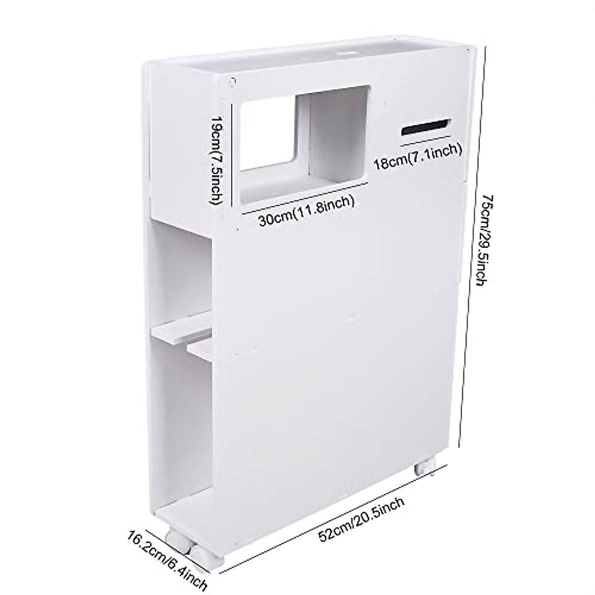 DYRABREST Bathroom Storage Cabinet 3-Tier Toilet Side Cabinet Free Standing Toilet Paper Holder Narrow Corner Floor Cabinet Vertical Dresser Storage Tower with Drawers for Small Space