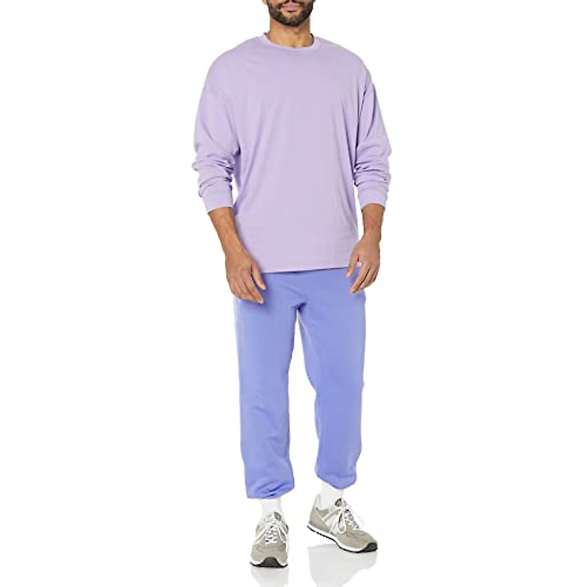 Amazon Essentials Men's 100% Organic Cotton Oversized-Fit Long-Sleeve T-Shirt, Purple, Large