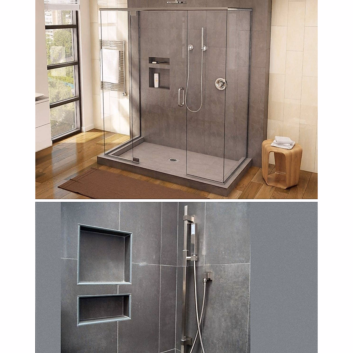 Uni-Green Bathroom Wall Niche Double Recessed Shelf 24"X16" Two Inner Shelves, Easy Install– Yellow