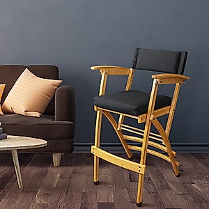 Hollywood Chairs Bamboo Wood Foldable Director's Chair, 32" Tall Folding Chair, Black